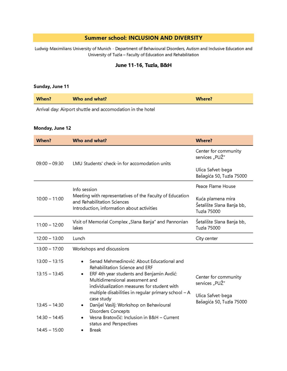 Internacionalna ljetna škola „Inclusion and Diversity“, LJUT 2023 - Univerzitet u Tuzli