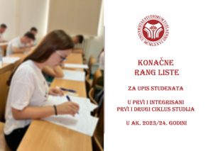 KONAČNE RANG LISTE za akademsku 2023/24. godinu, I ciklus studija, I upisni rok - Univerzitet u ...