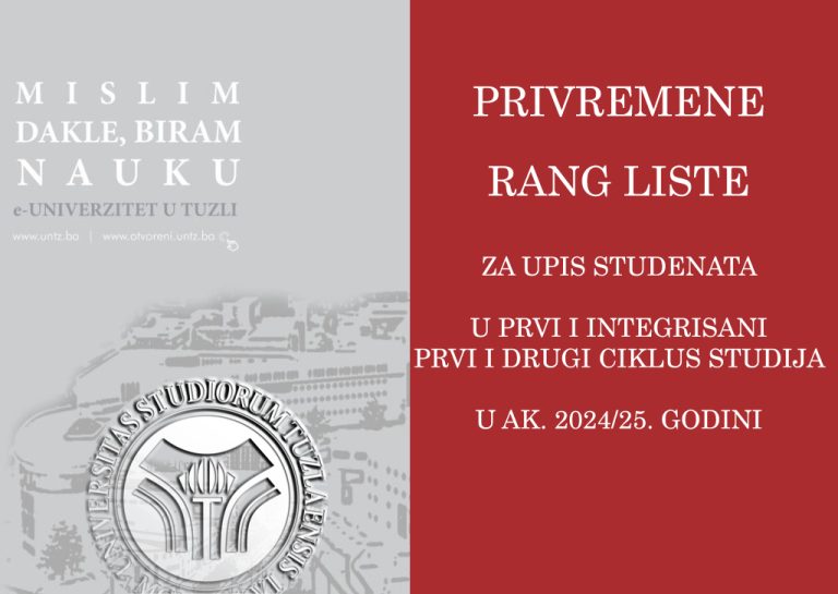 PRIVREMENE RANG LISTE za akademsku 2024/25. godinu, I ciklus studija, I upisni rok - Univerzitet ...