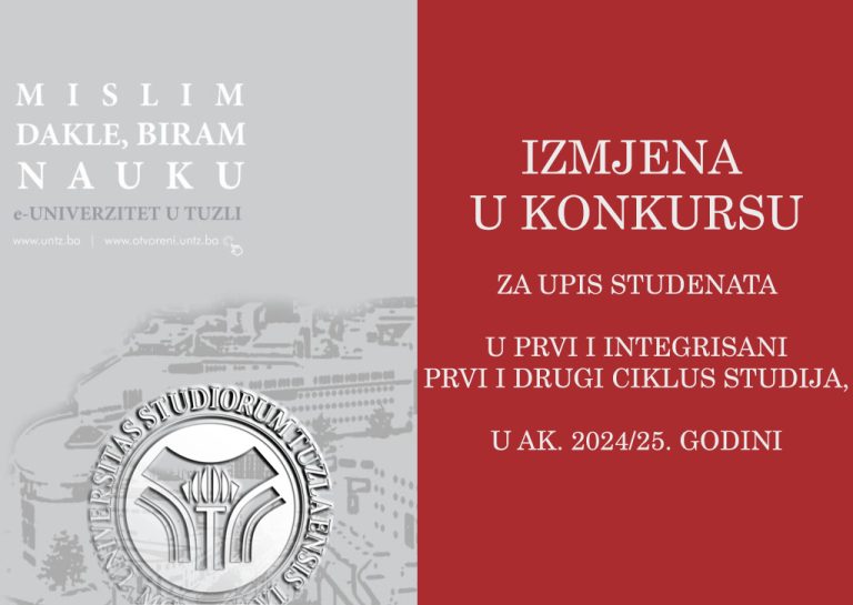Izmjena u Konkursu za upis studenata na prvu godinu prvog i integrisanog prvog i drugog ciklusa ...